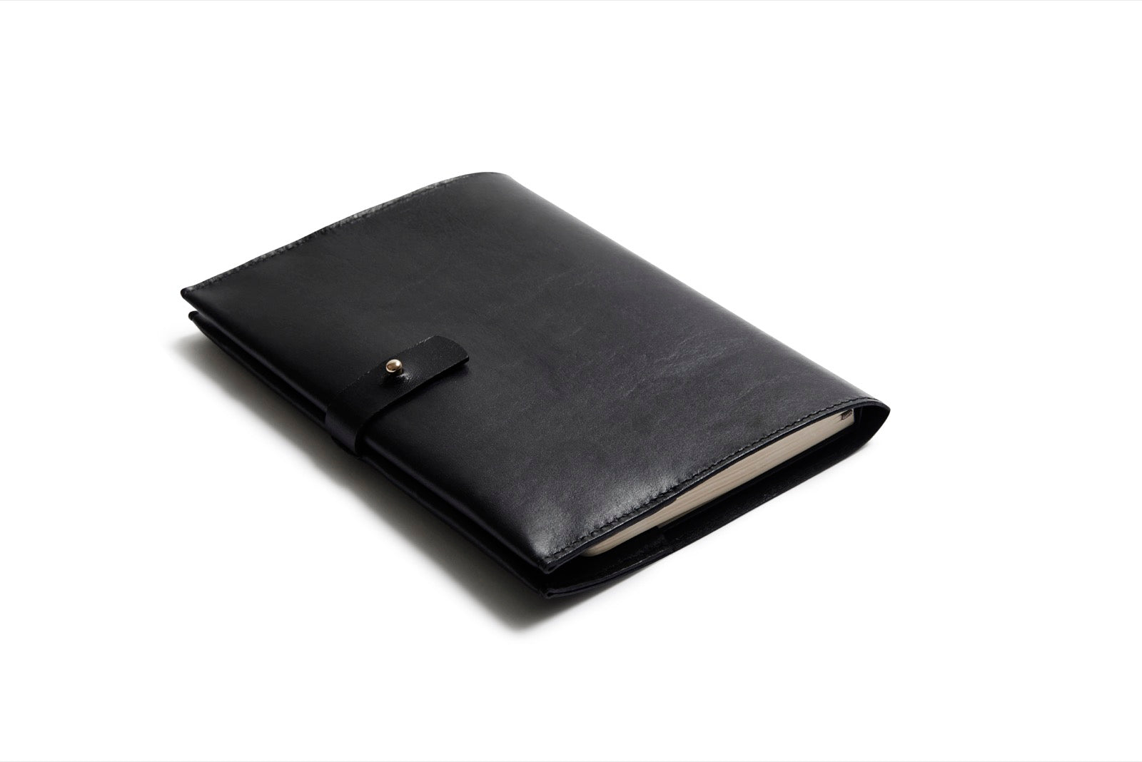 LEATHER A5 NOTEBOOK COVER: NOTE (BLACK) – silleknotte
